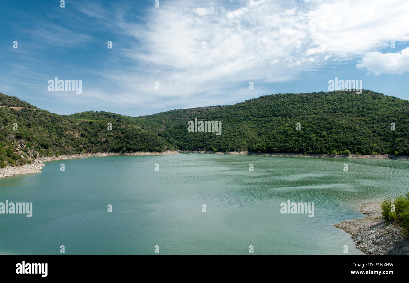 The Barrage de l'Agly, a huge dam creating a reservoir at the upper ...