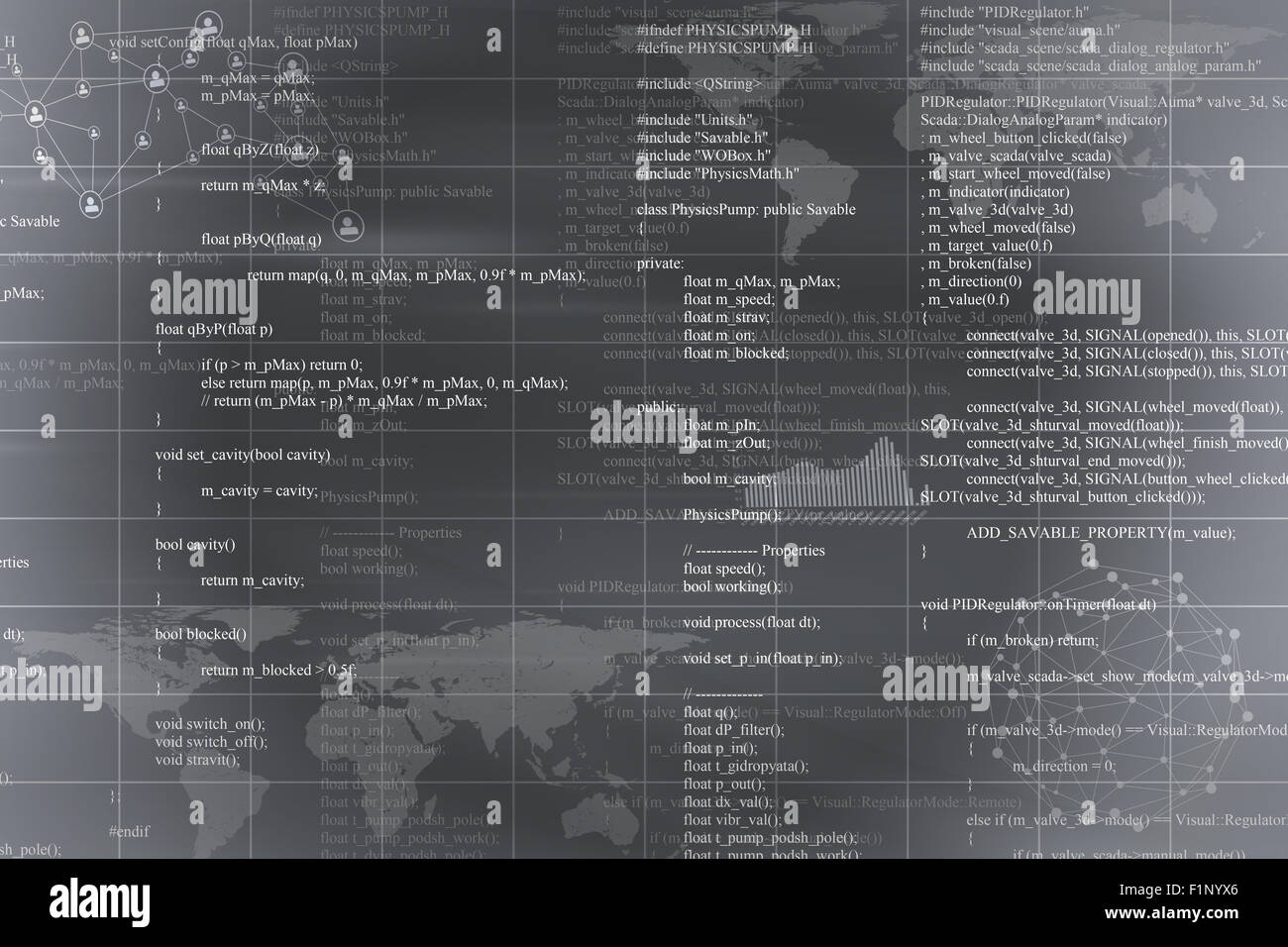 Gray abstract background with world map Stock Photo - Alamy