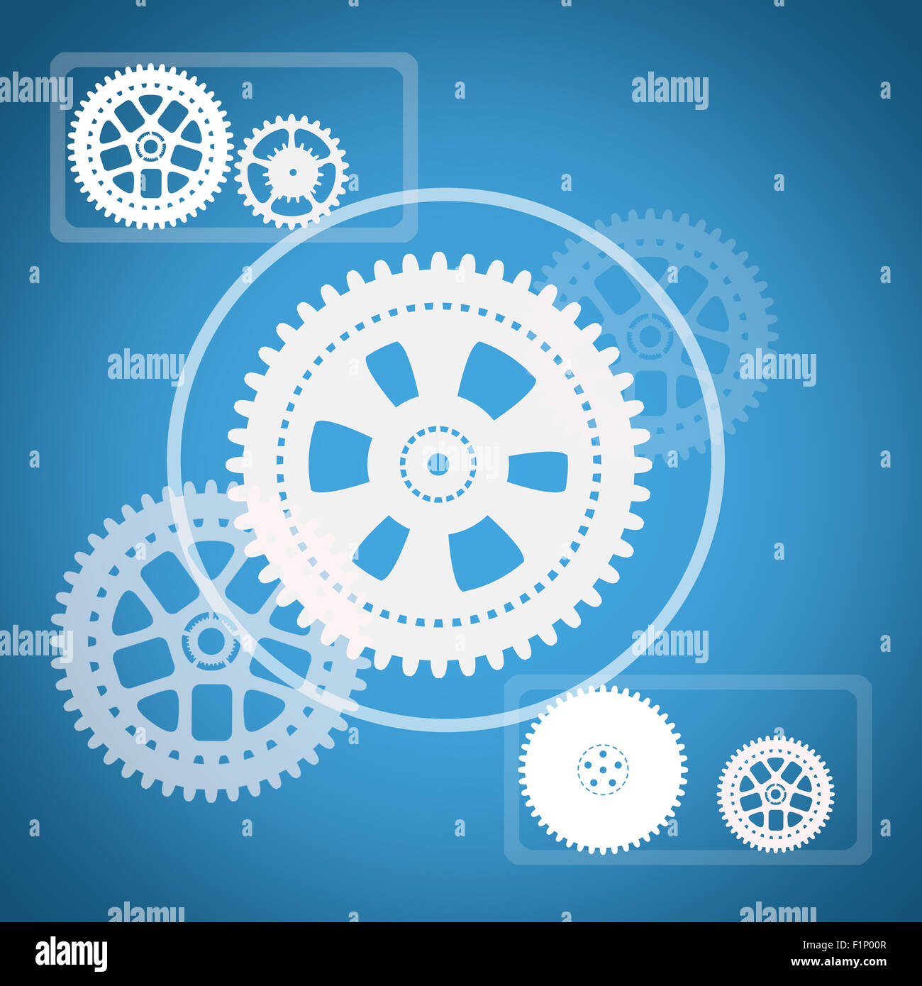 Cog wheels with squares on blue Stock Photo - Alamy