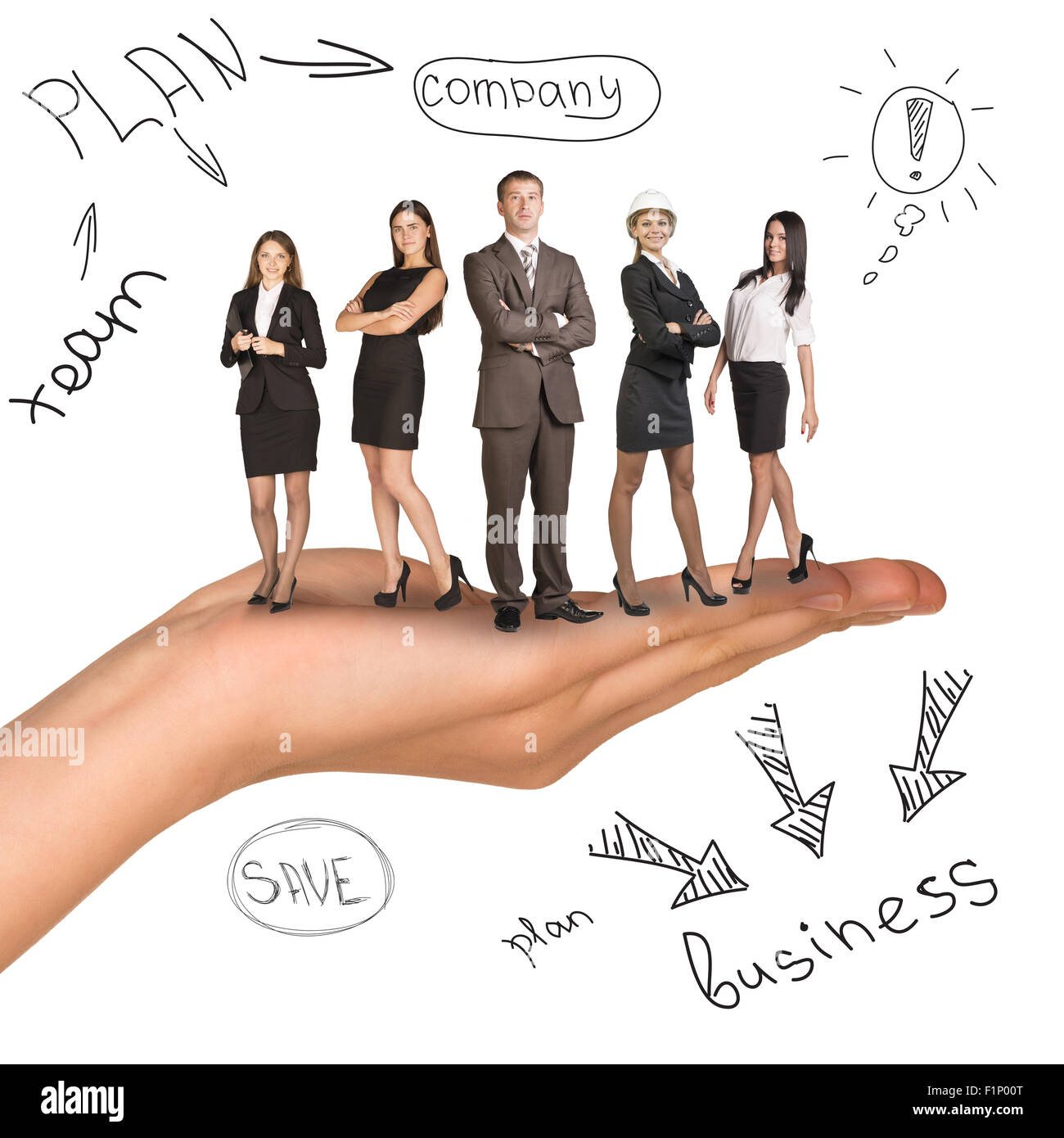 Business people in humans hand on white Stock Photo - Alamy