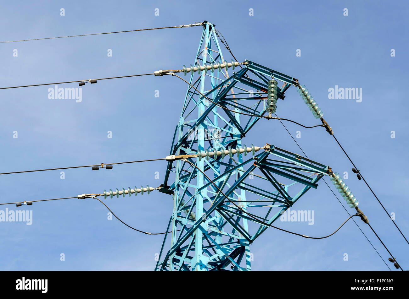 Bell-shaped insulator chain of electric power transmission line, Sofia ...
