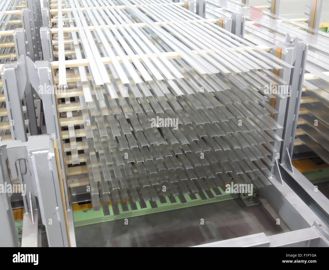 Aluminum lines stock rack in a factory Stock Photo - Alamy