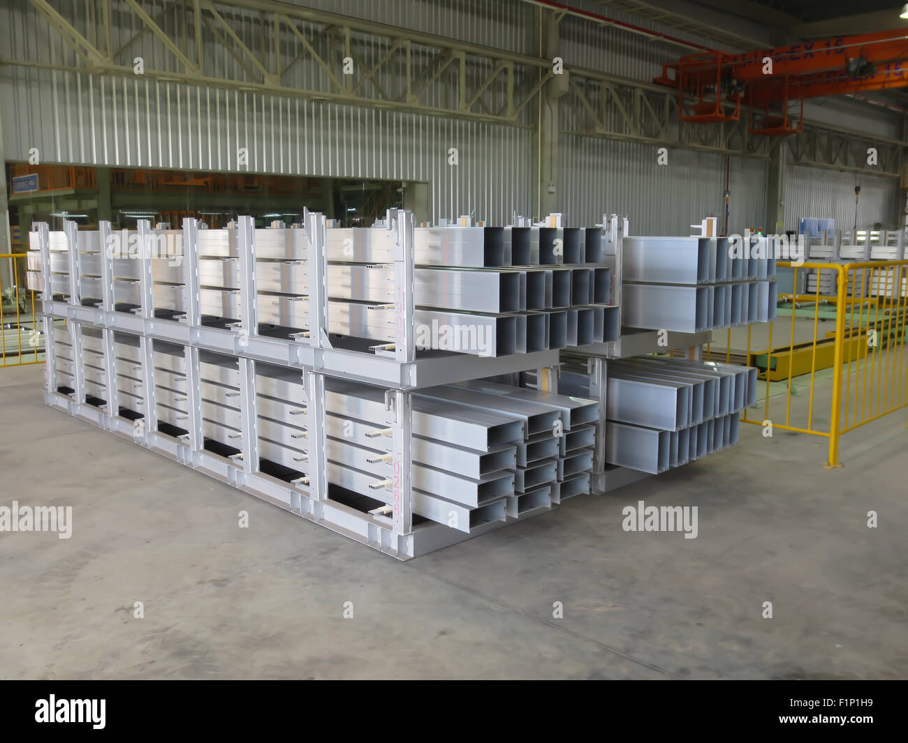 Aluminum lines stock rack in a factory Stock Photo - Alamy