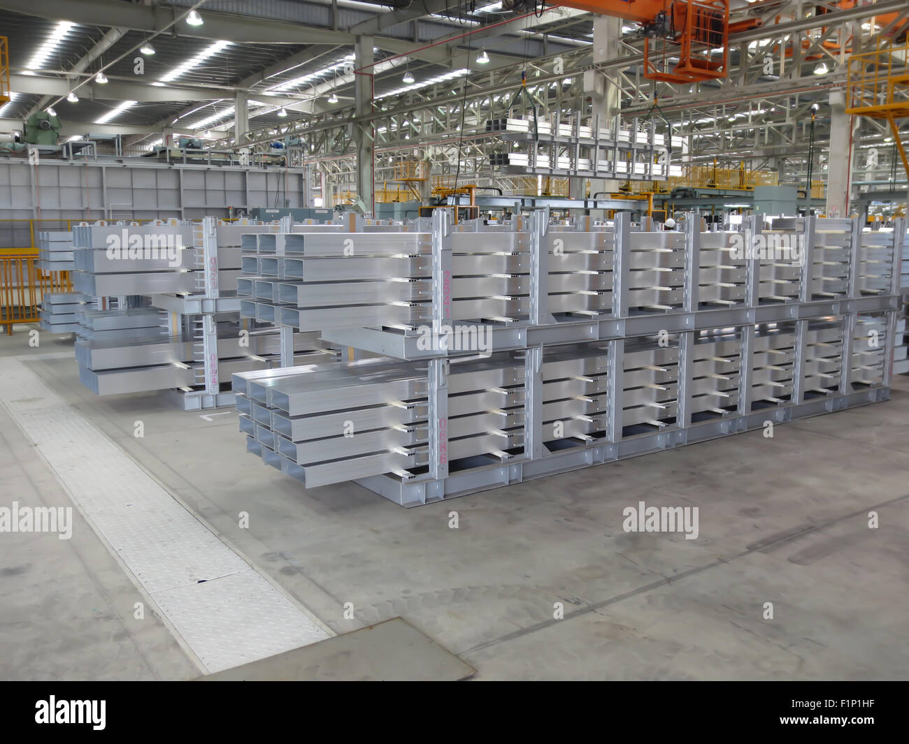 Aluminum lines stock rack in a factory Stock Photo - Alamy