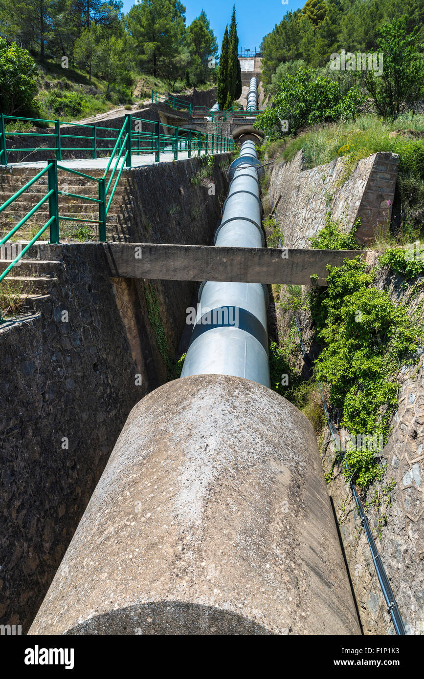Large water pipes from a dam in Montanejos, Spain Stock Photo - Alamy