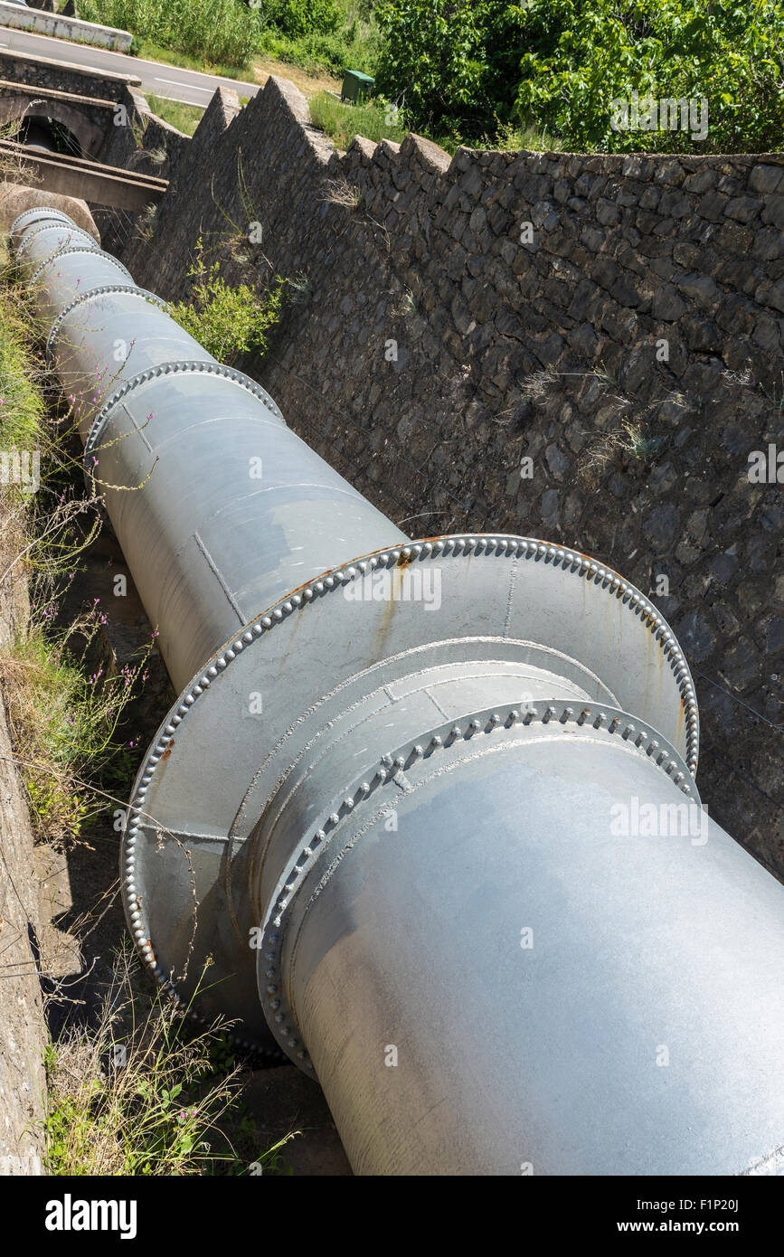 Large water pipes from a dam in Montanejos, Spain Stock Photo - Alamy