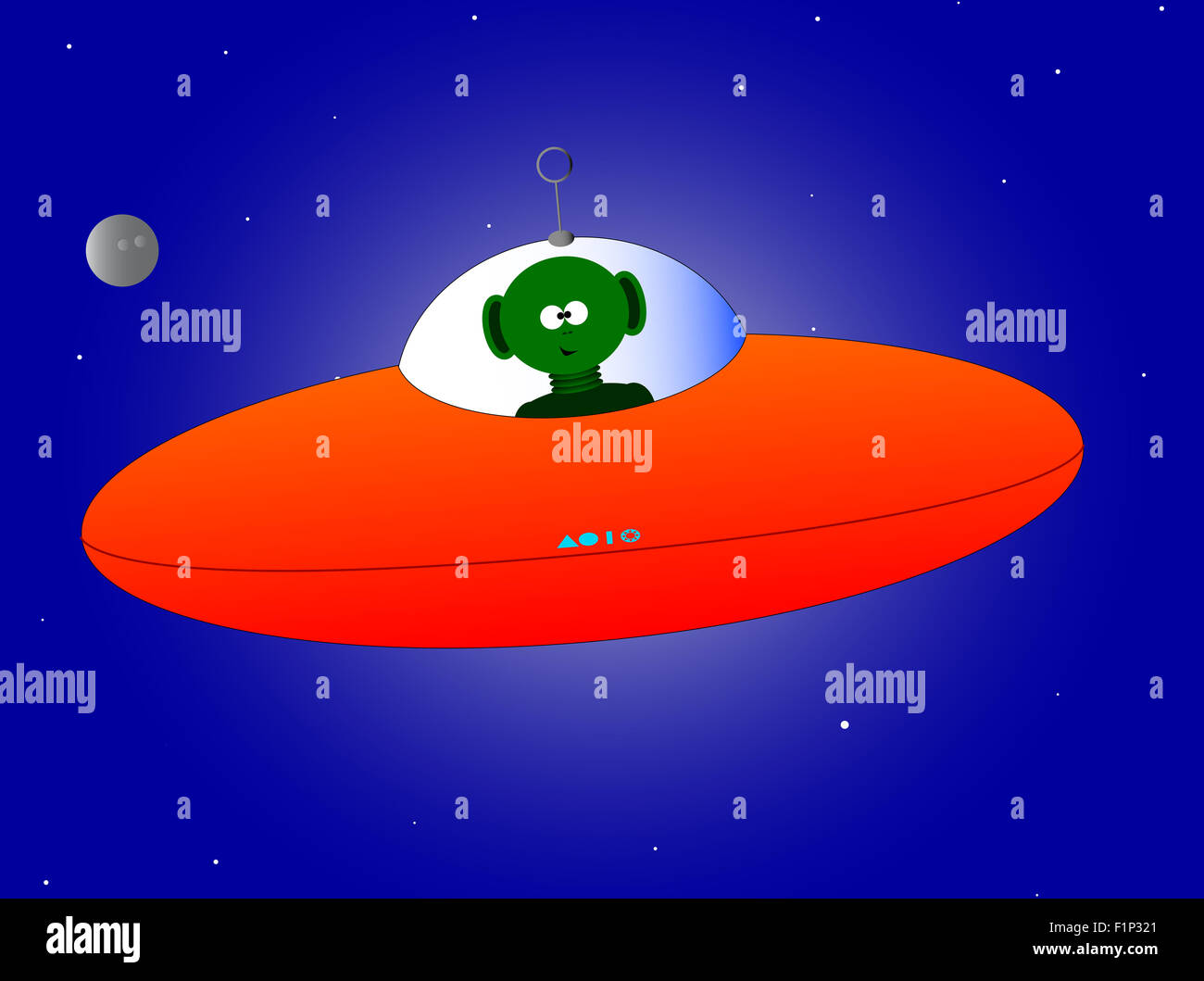 Cartoon alien spaceship flying saucer hi-res stock photography and ...