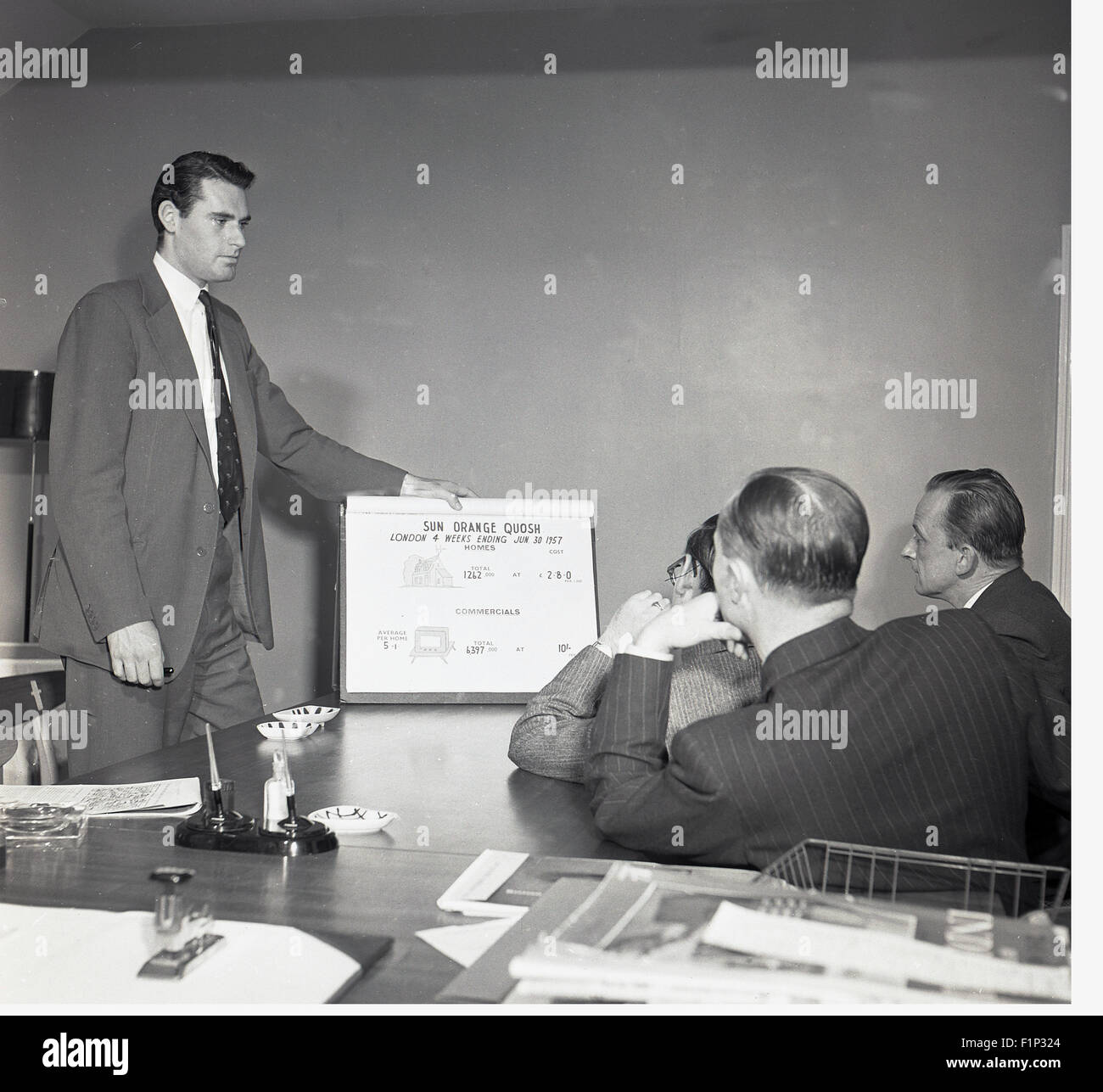 Historical, 1950s, account executive for advertising agency presents ...