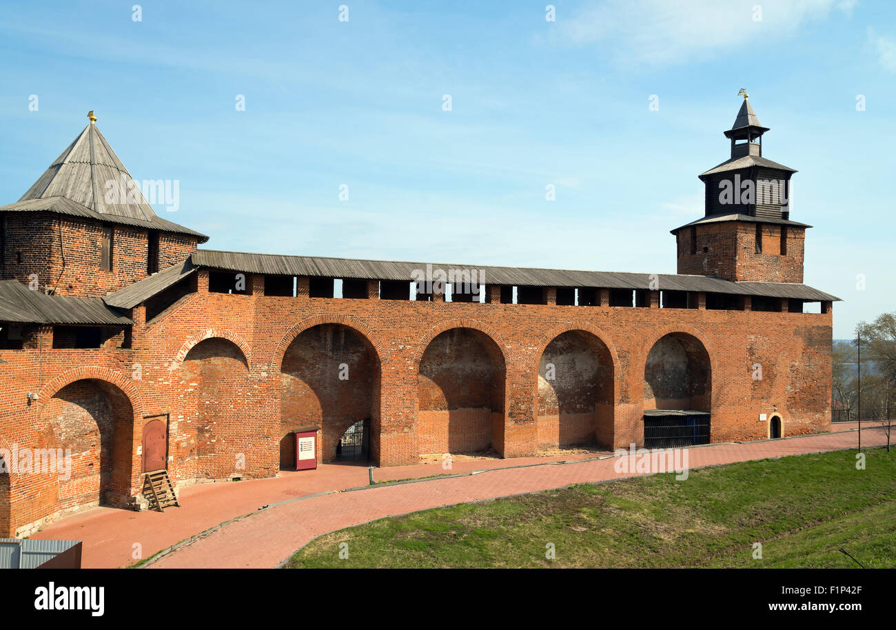 Wall and tower of Nizhny Novgorod Kremlin. Russia Stock Photo - Alamy