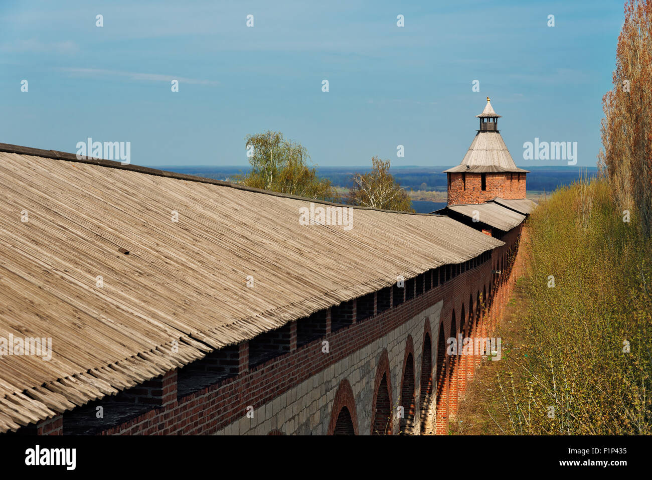Wall and tower of Nizhny Novgorod Kremlin. Russia Stock Photo - Alamy