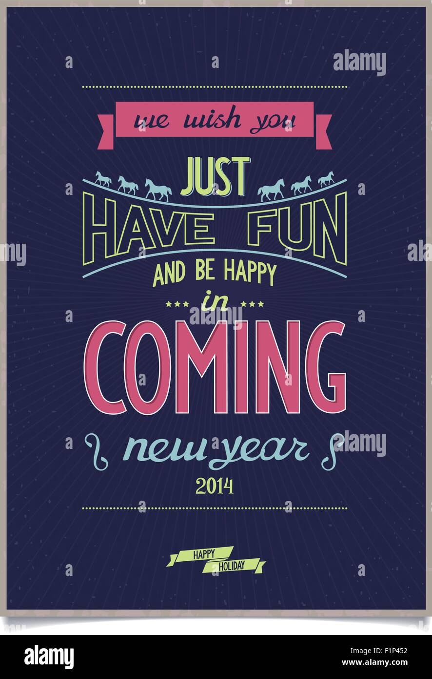 vintage style poster with lettering design wishes new year on grunge ...
