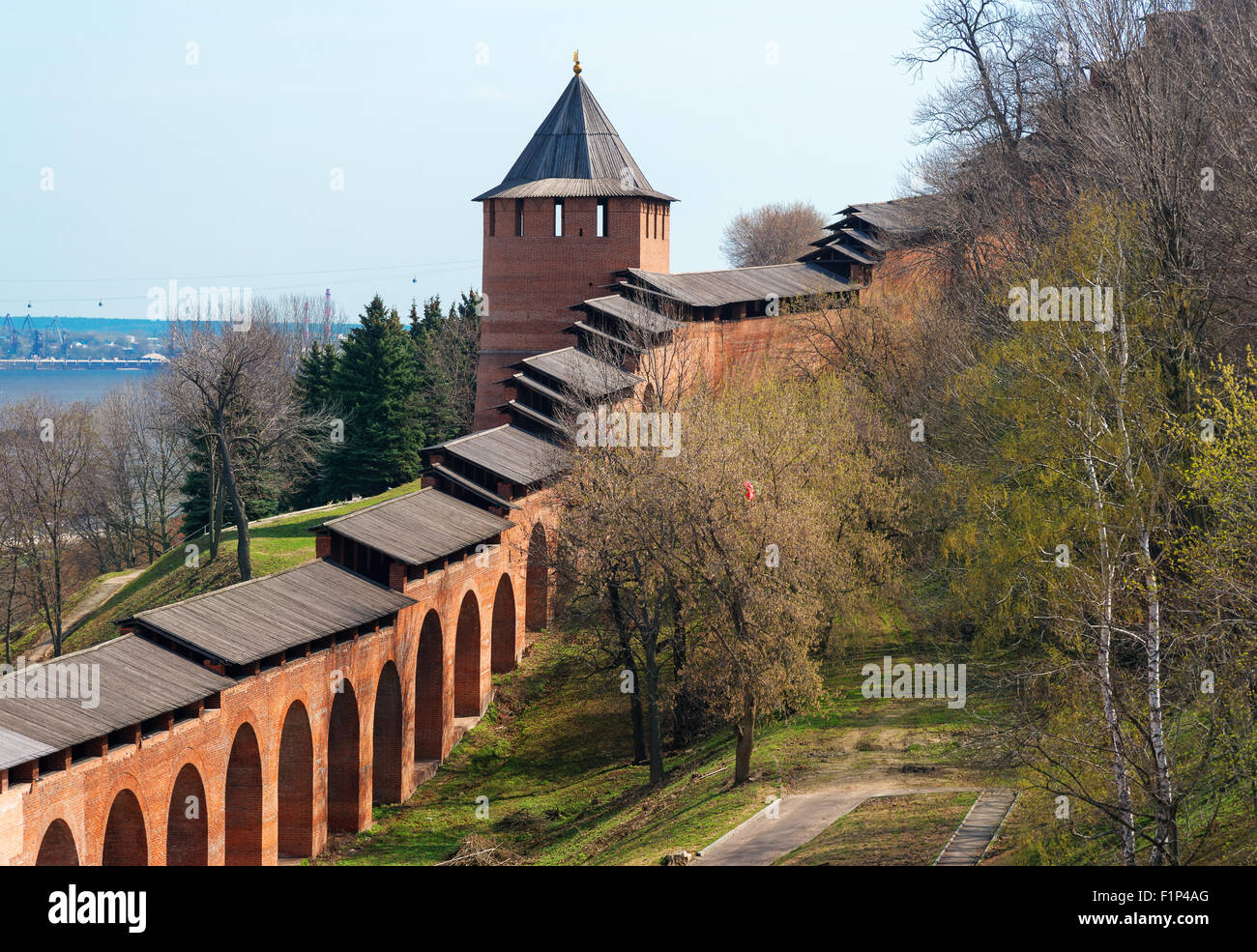 Wall and tower of Nizhny Novgorod Kremlin. Russia Stock Photo - Alamy