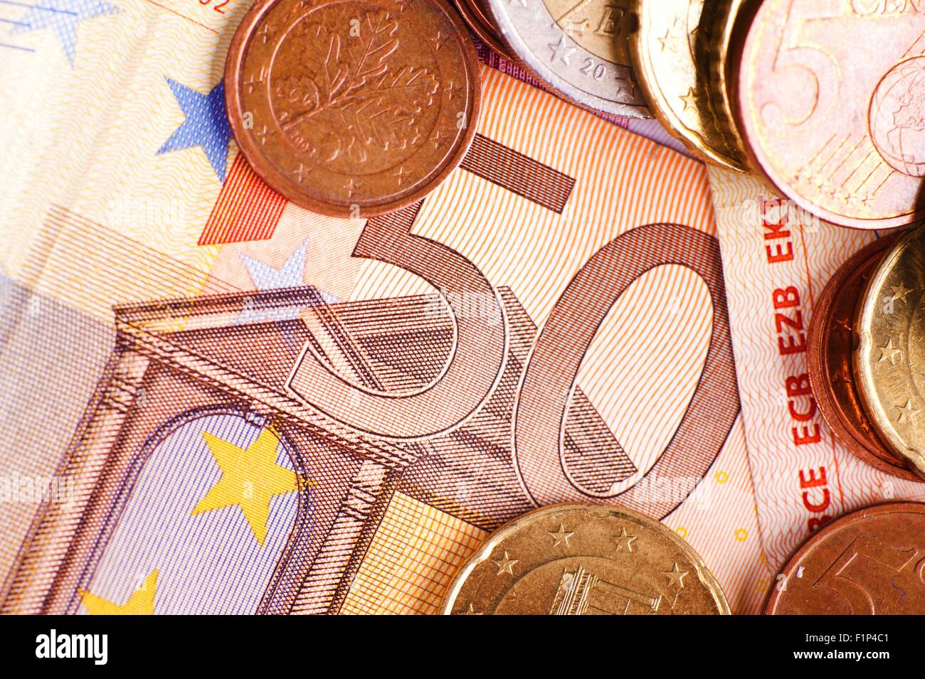 Fifty Euros - Euro Money. Bill and Coins. Financial Photo Collection ...