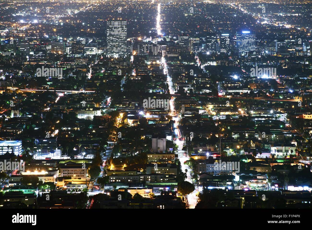 Los Angeles Metro at Night. Aerial Photography. Los Angeles, California ...