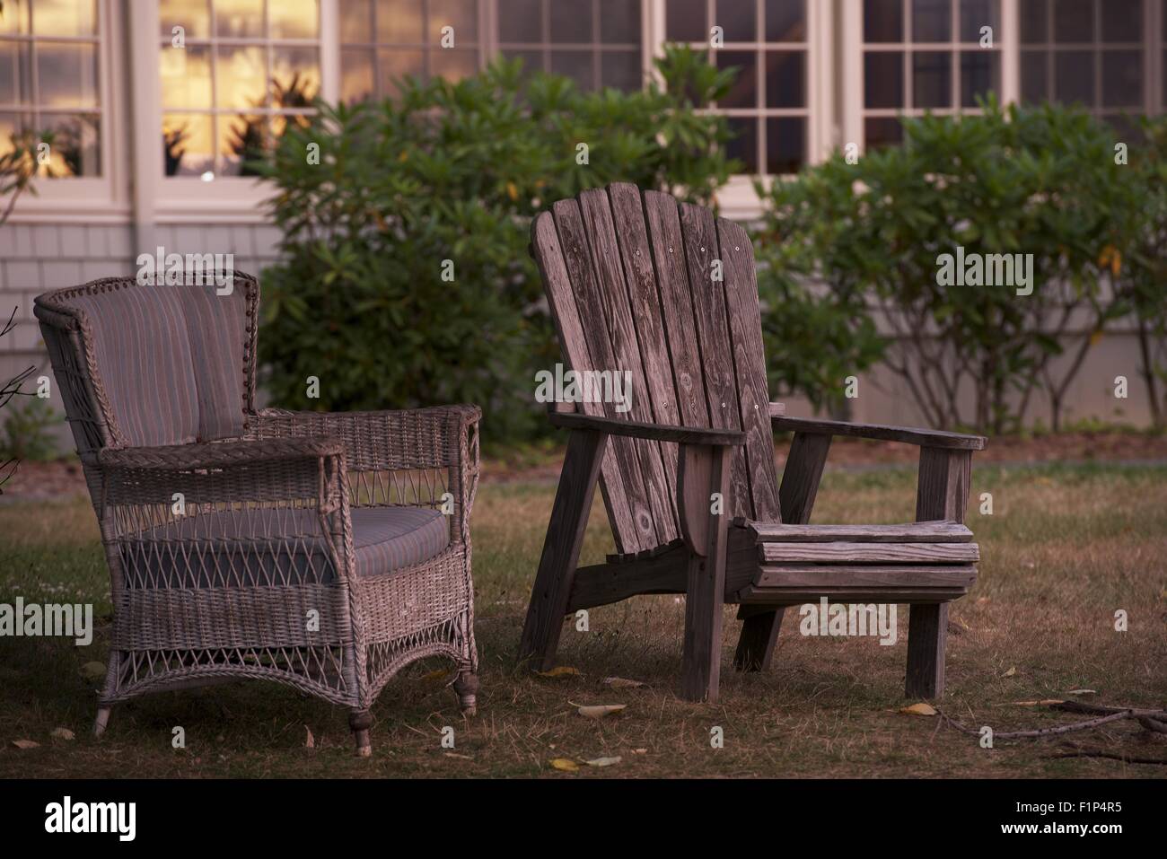 Special Place in the Garden. Two Empty Chairs Stock Photo - Alamy