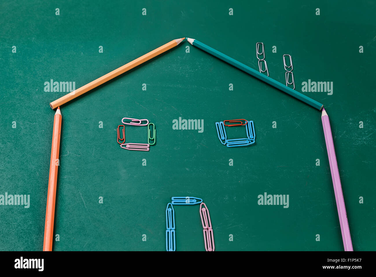 School made of pencils and paper clips Stock Photo - Alamy