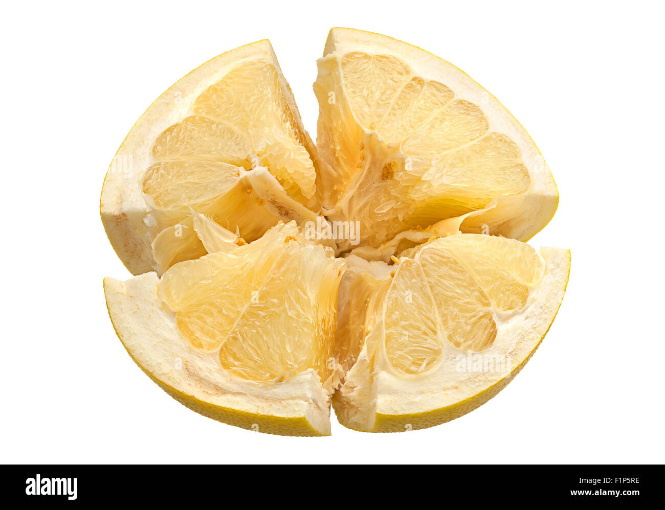 Pomelo citrus fruit slice closeup isolated on white Stock Photo - Alamy
