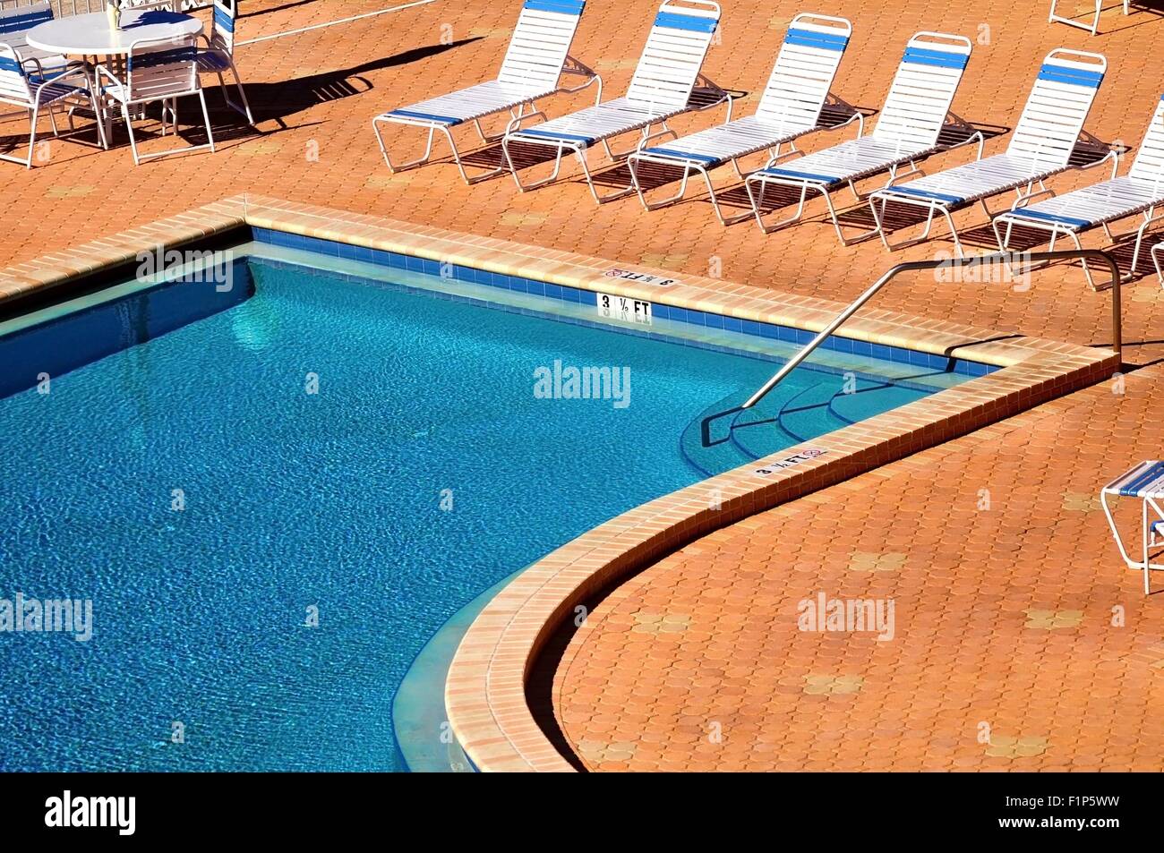 Public Pool. Crystal Clear Water in the Hotel Pool. Florida, USA Stock ...