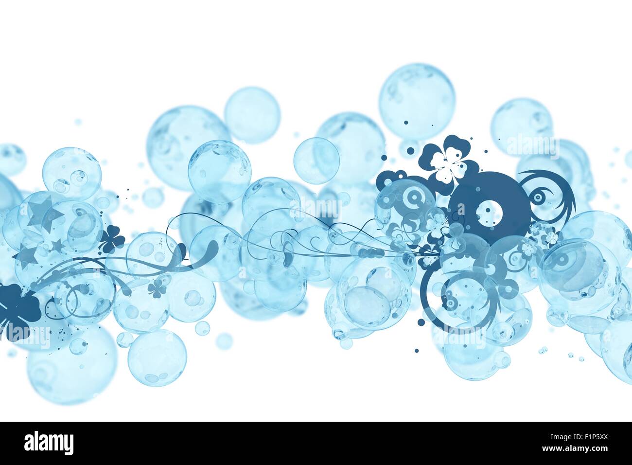 Bubbles Ornament. Light Blue Bubbles Ornament with Dark Blue Floral ...