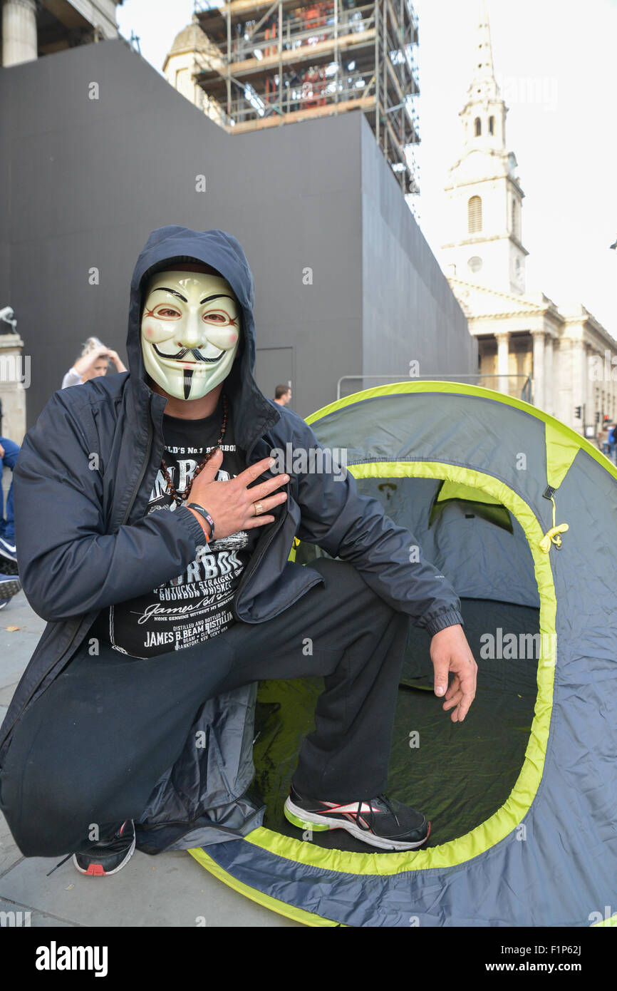 Tents for the homeless demonstration Trafalgar Square London 2015 Stock ...