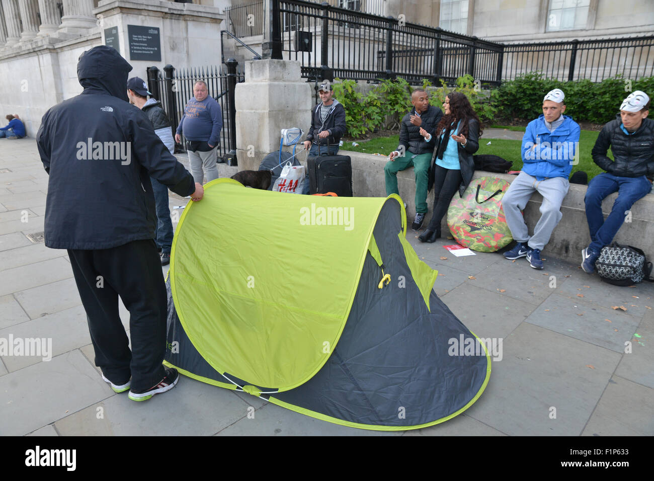 Tents for the homeless demonstration Trafalgar Square London 2015 Stock ...