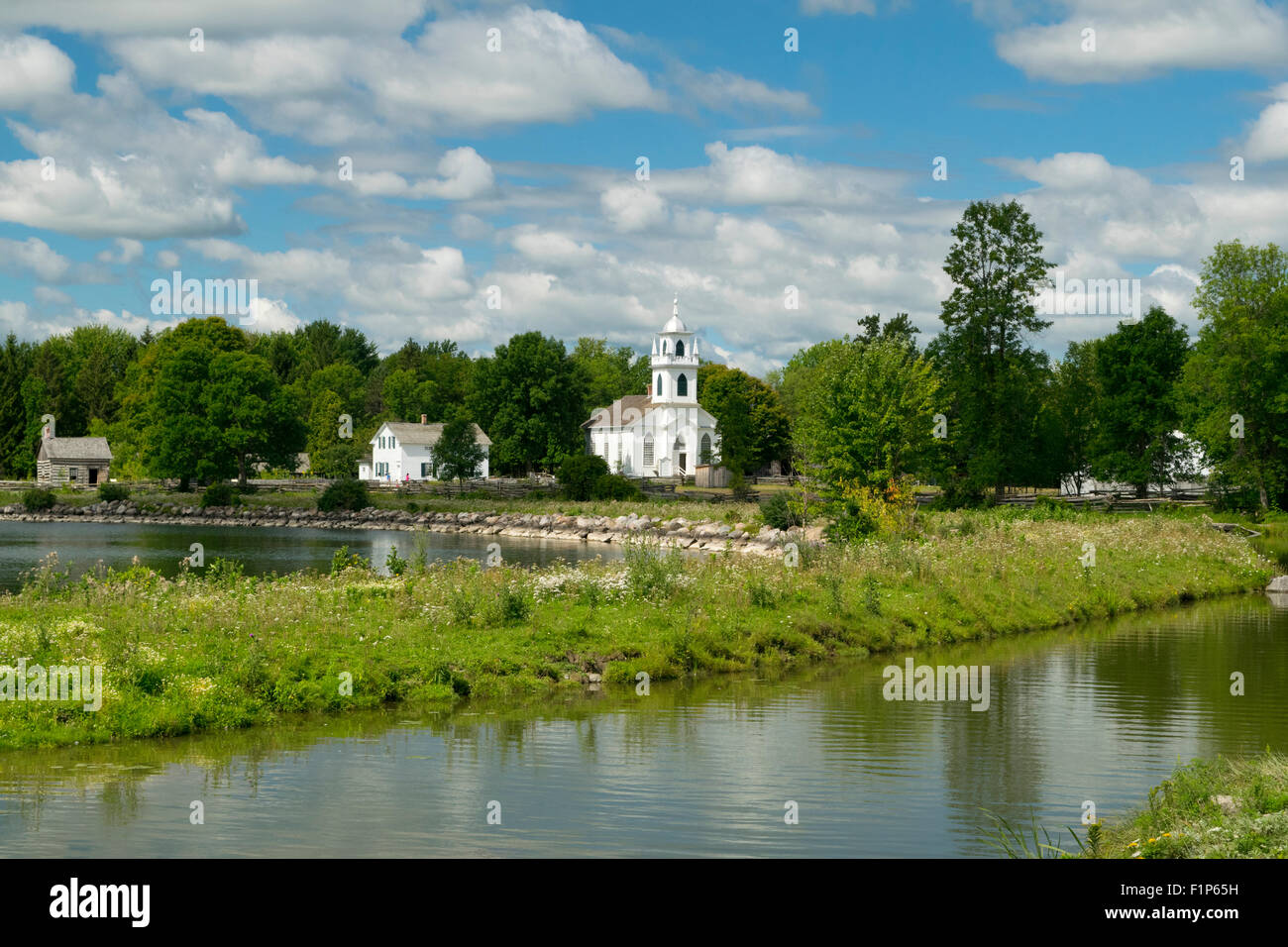 A view of Christ Church at Upper Canada Village, Ontario, Canada Stock ...