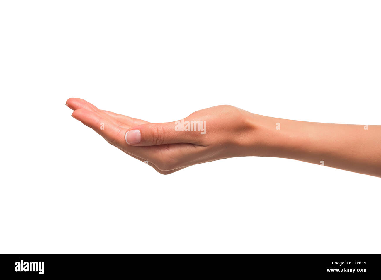 Open a woman's hand, palm up Stock Photo - Alamy