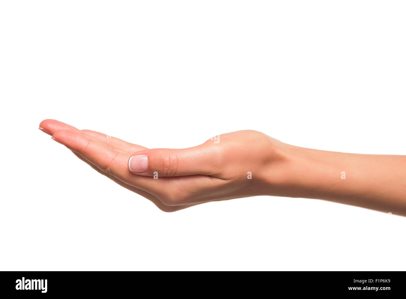 Open a woman's hand, palm up Stock Photo - Alamy