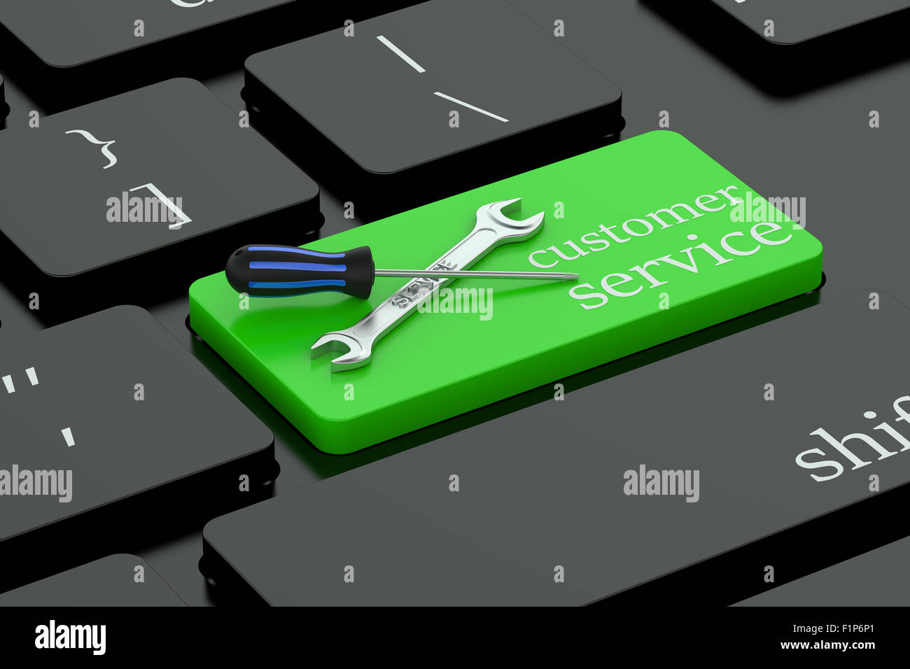 Customer service concept on green keyboard button Stock Photo - Alamy
