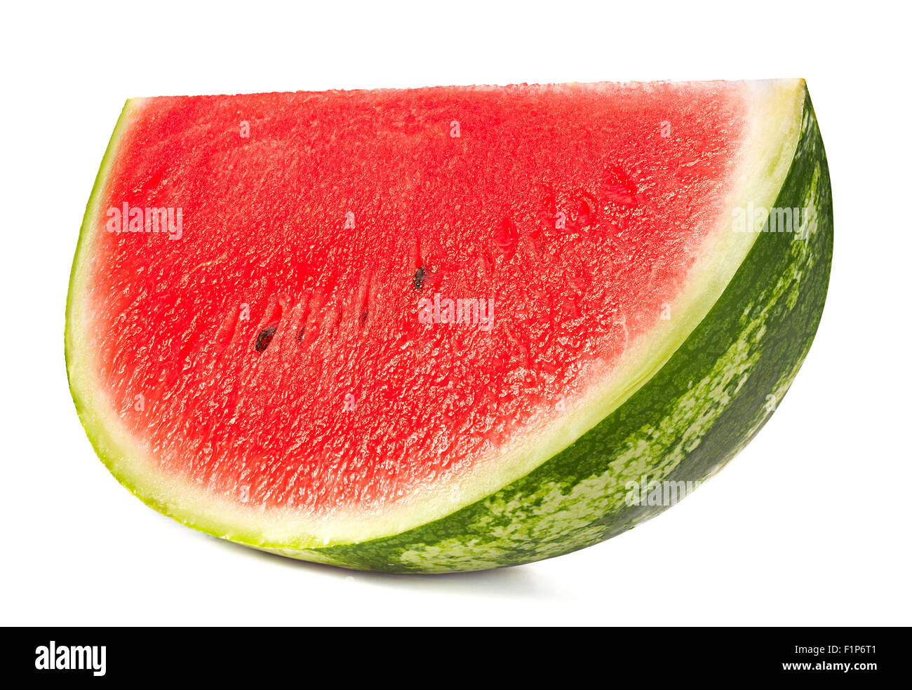 Watermelon fruit slice closeup isolated on white background Stock Photo ...