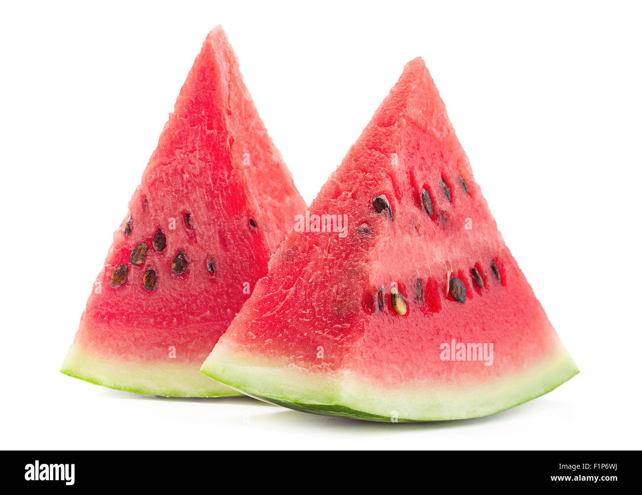 Watermelon fruit slice closeup isolated on white background Stock Photo ...