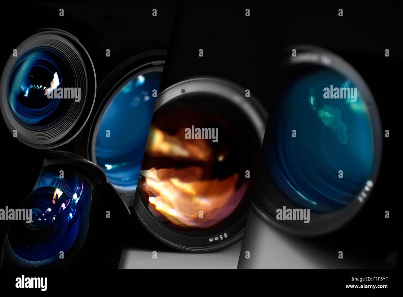 Cool Dark Photography Concept with Many Professional 35mm Lenses. Great ...