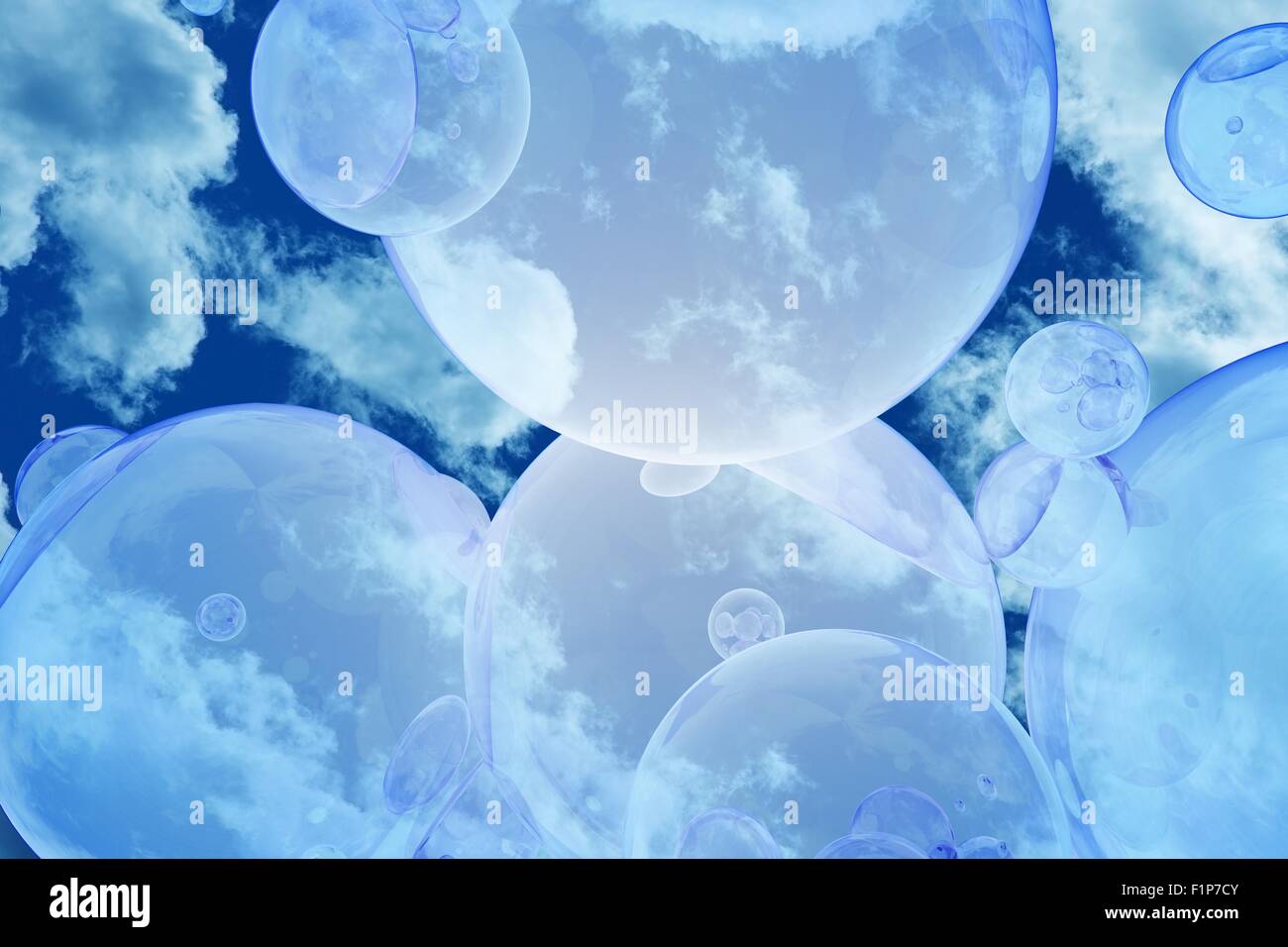 Bubbles in the Sky. Flying Bubbles on the Sky Background. Abstract ...