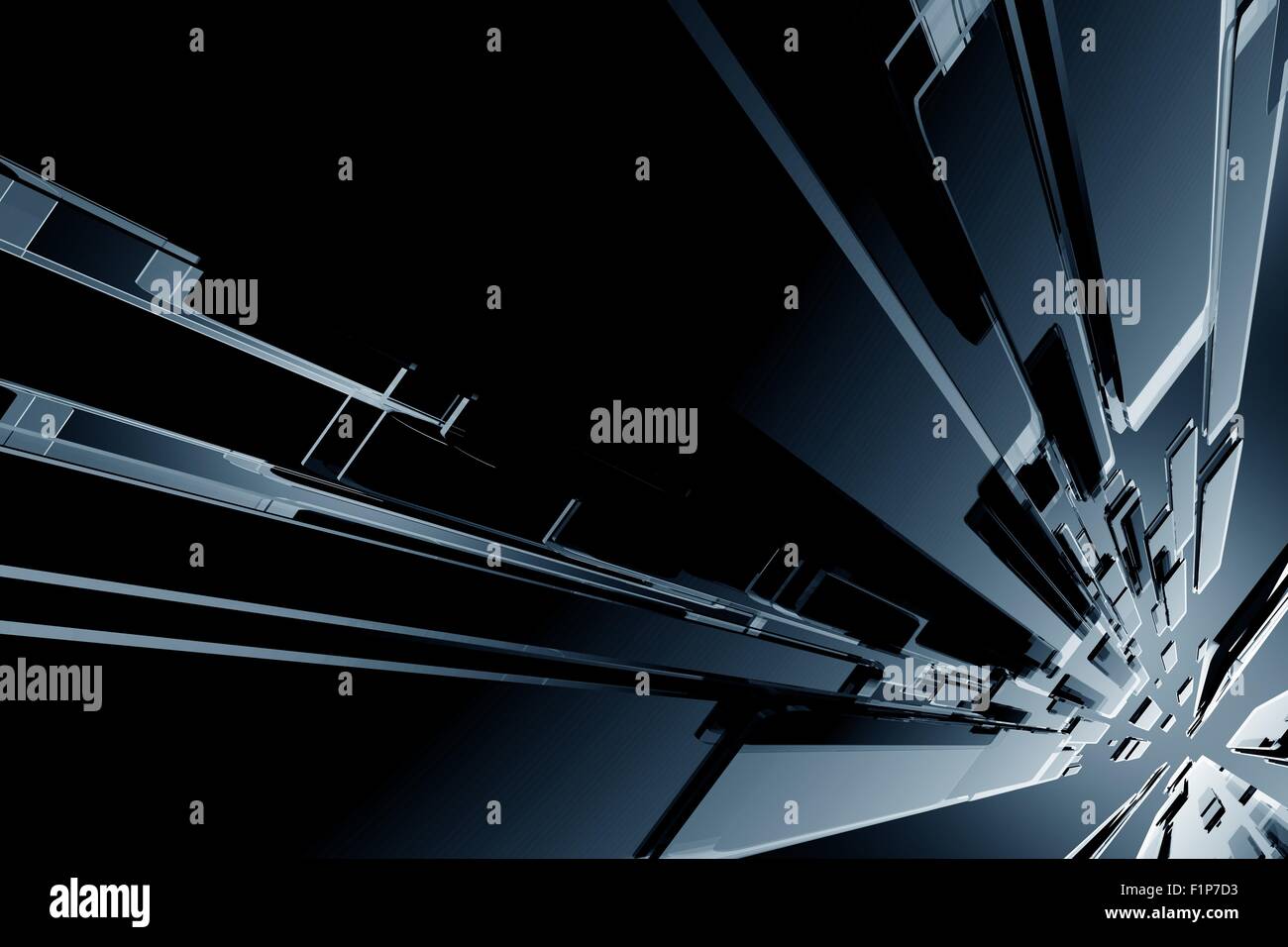 Dark Black Glassy 3D Blocks Background. Cool Dark 3D Rendered Glassy ...