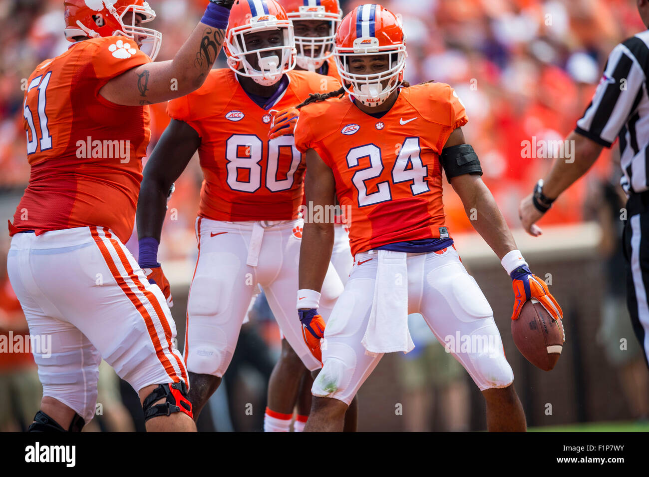 Clemson running back Zac Brooks (24) celebrates his touchdown during ...