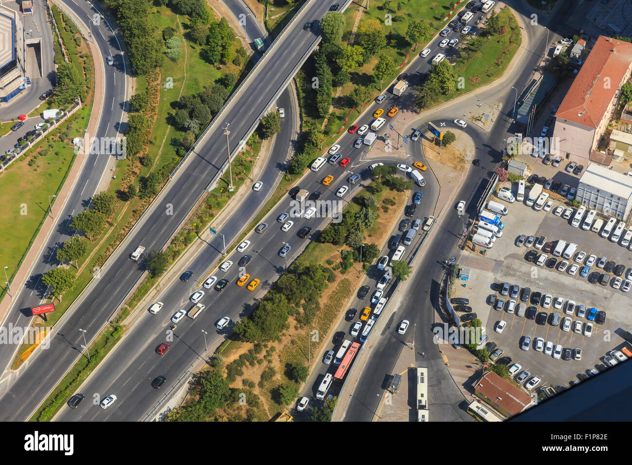 Road junction in Istanbul.View from the Tower of Istanbul Sapphire ...