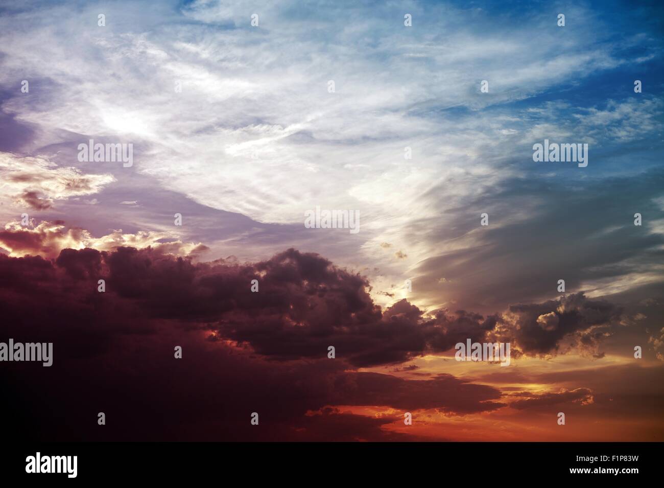 Colorful Sunset - Colorful Summer Cloudy Sky. Nature Photo Collection ...