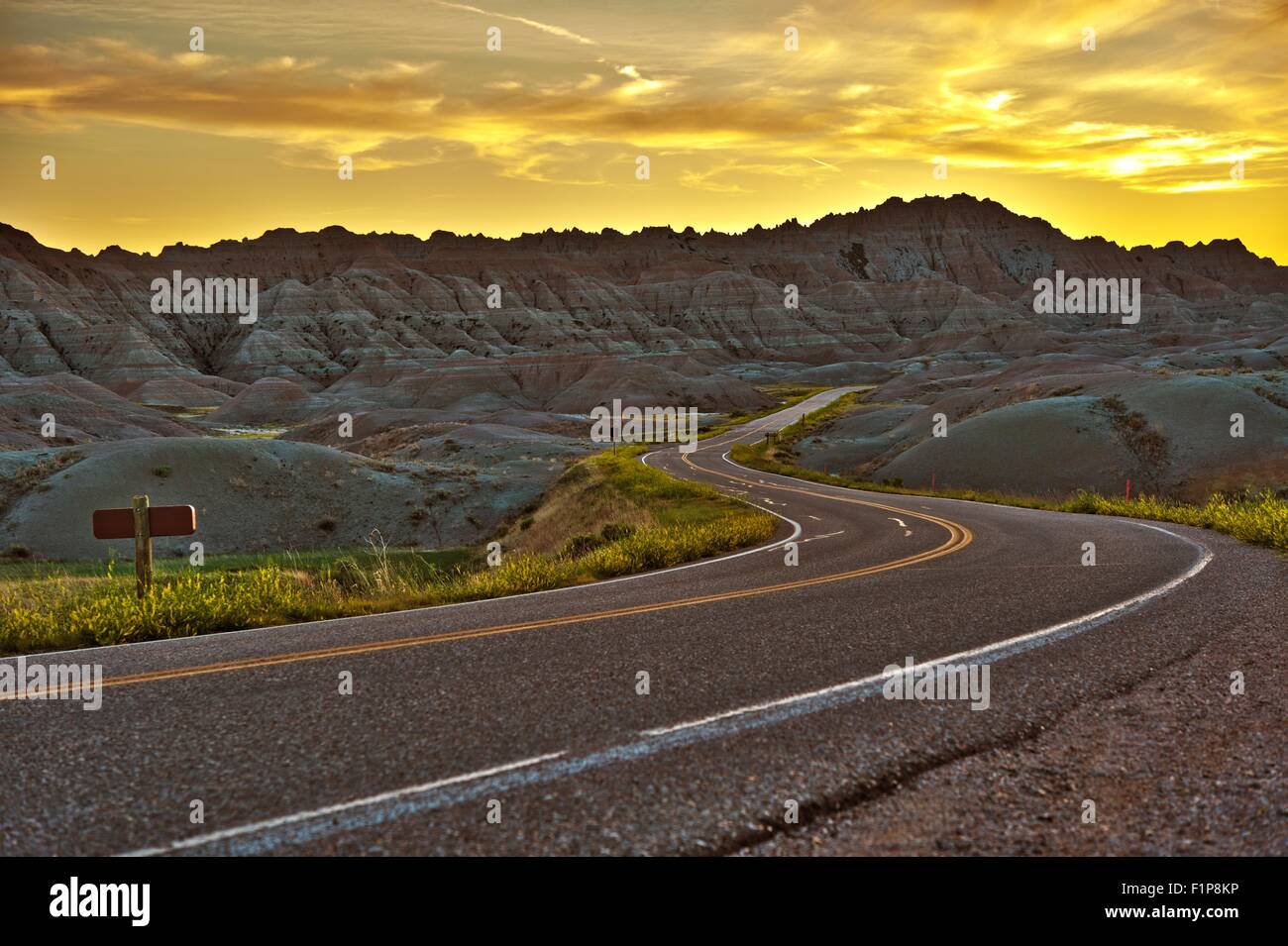 Badlands Highway HDR Sunset. Summer in the Badlands. Loop Road. Travel ...
