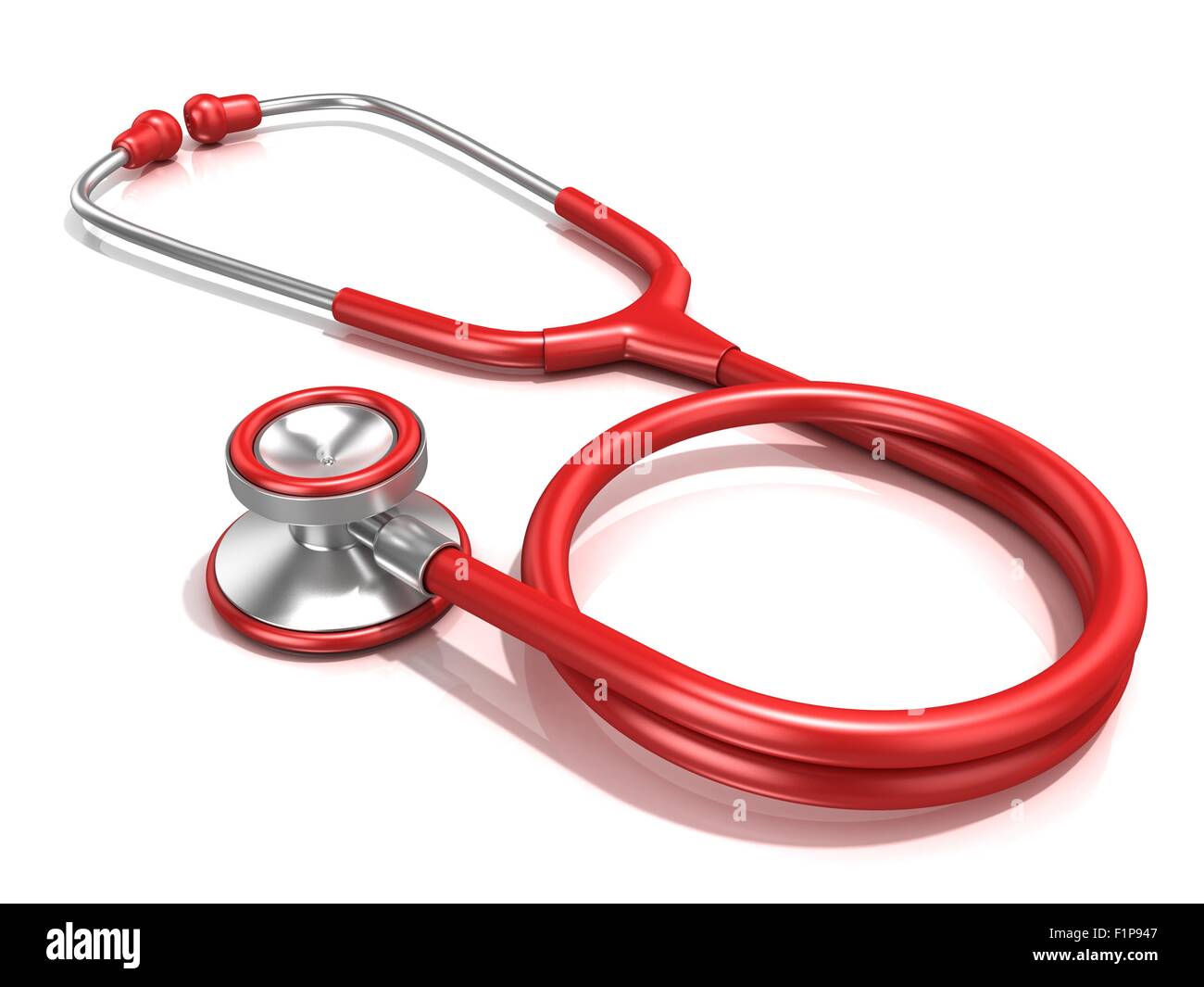 Red stethoscope, 3D render illustration, isolated on a white background ...