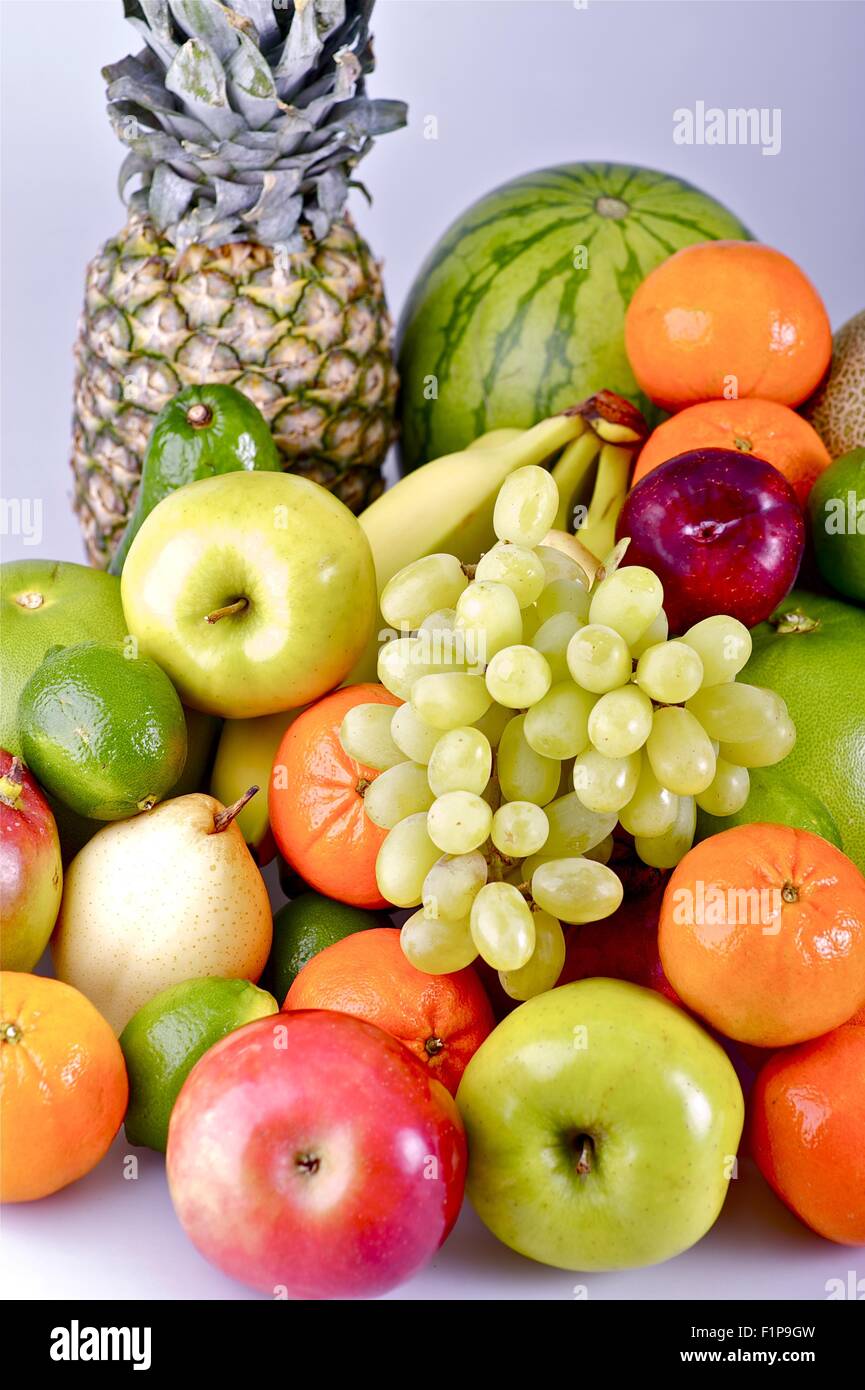 Fresh Organic Fruits Basket - Vertical Photo. Juicy Fruits. Food Photo ...
