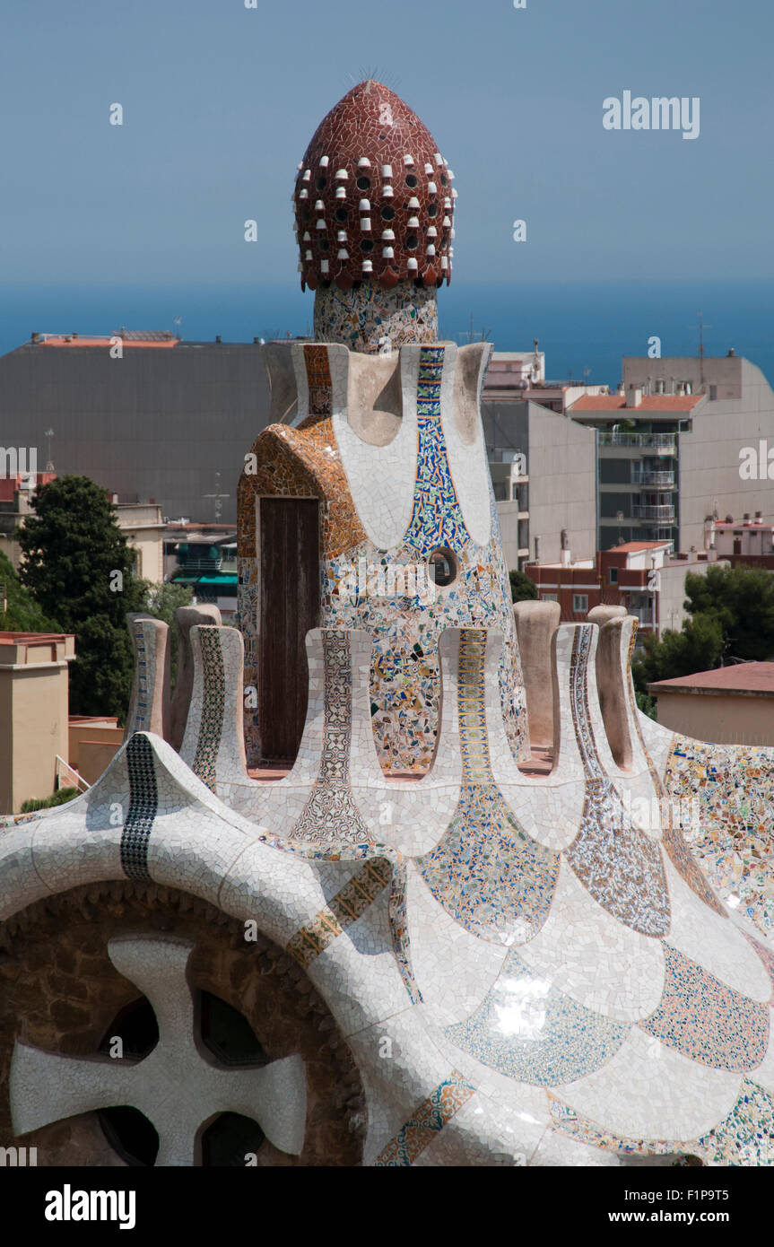 Casa del Guarda rooftop, Parc Guell, Monumental Zone, Barcelona Stock ...