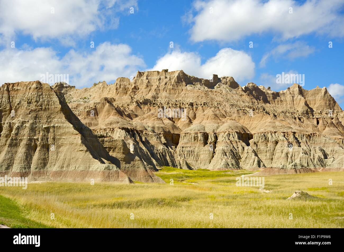 Badlands Prairie Landscape. Summer Cloudy Day in the Badlands NP, SD ...