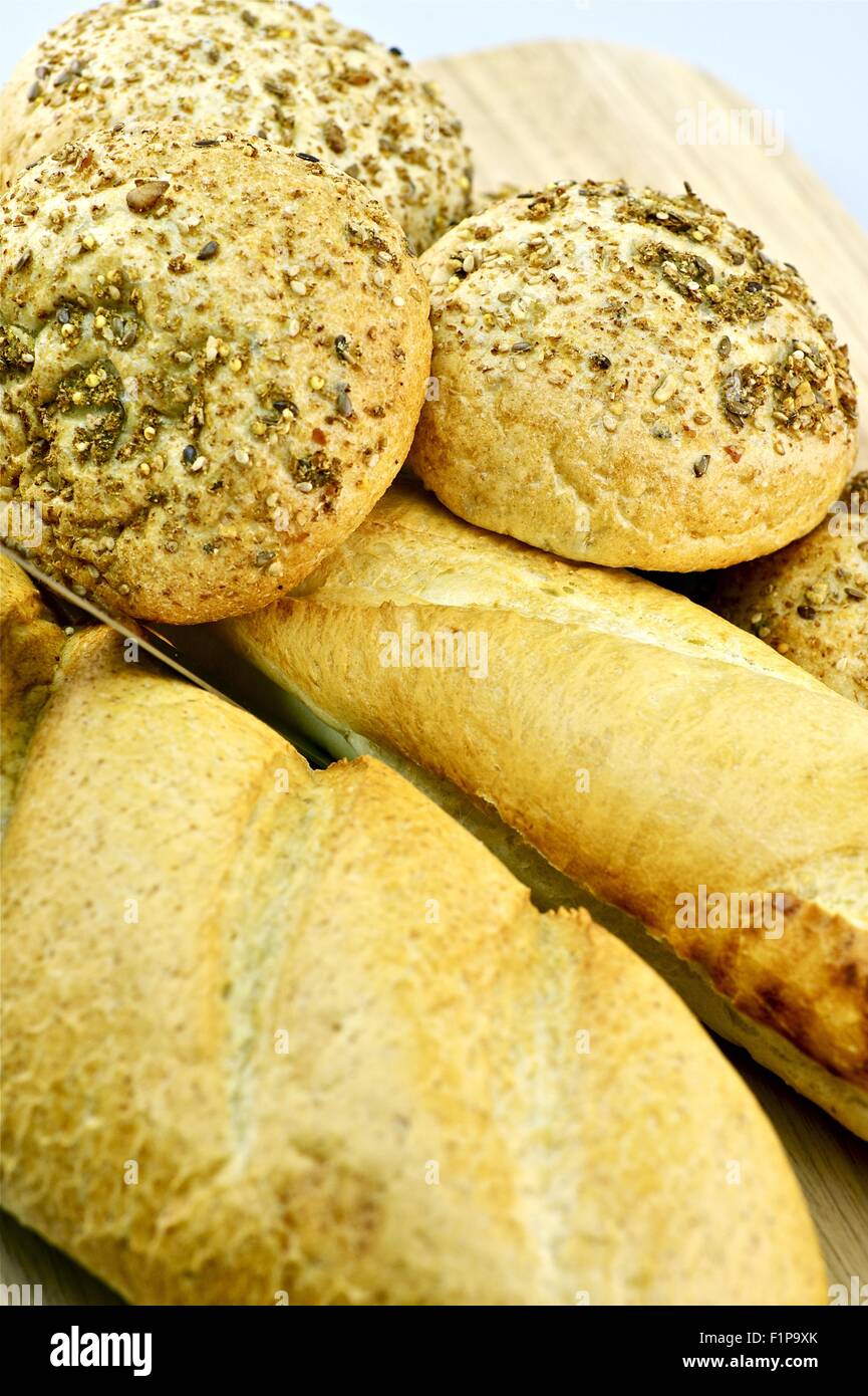 Fresh Breads - Group of Many Different Breads - Studio Tabletop Photo ...
