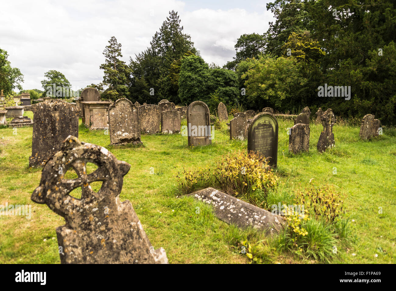old historical cemetery in the churchyard in Corsham, UK Stock Photo ...