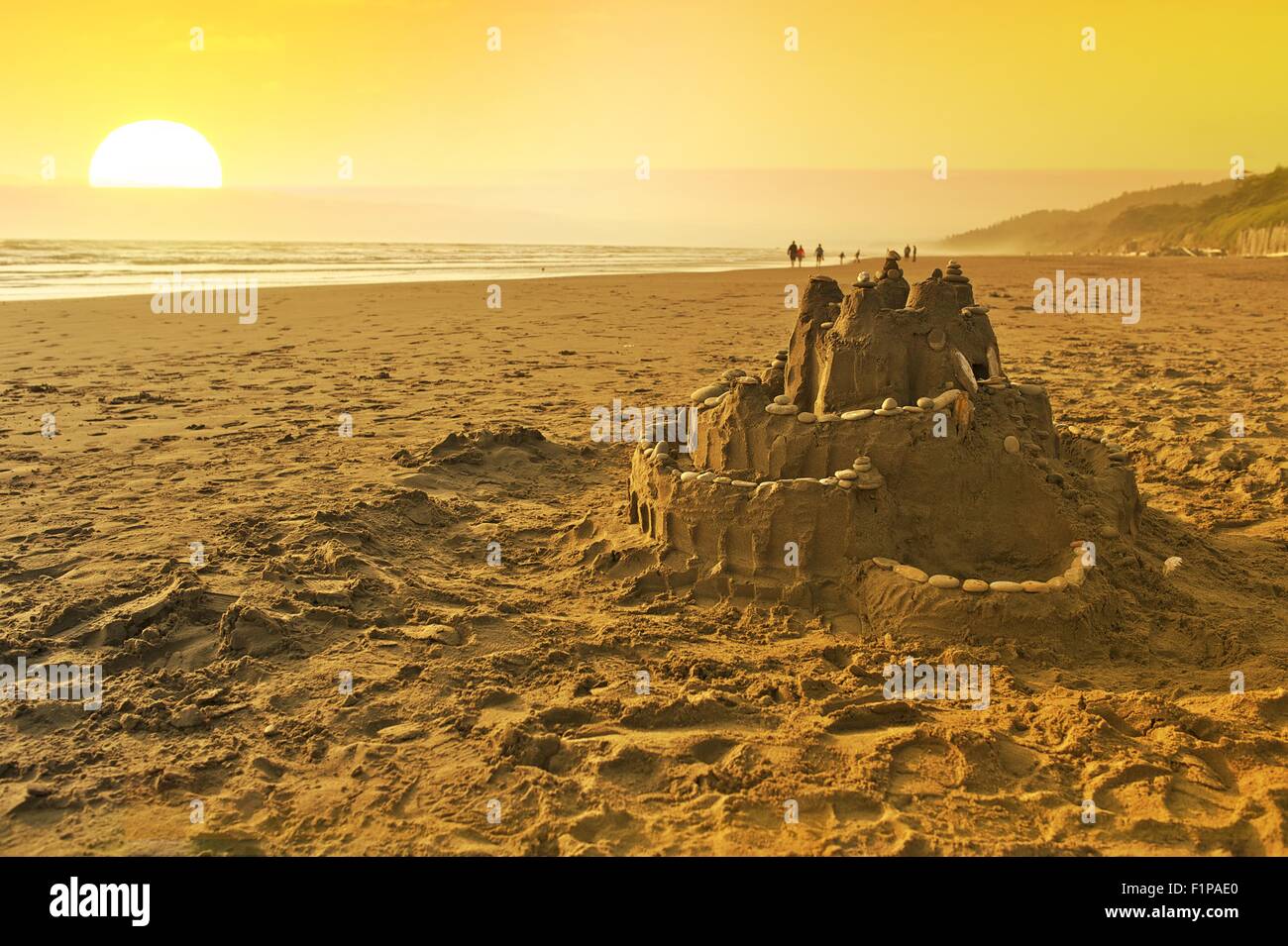 Sand Castle on the Beach. Summer Fun on the Beach of Washington State ...