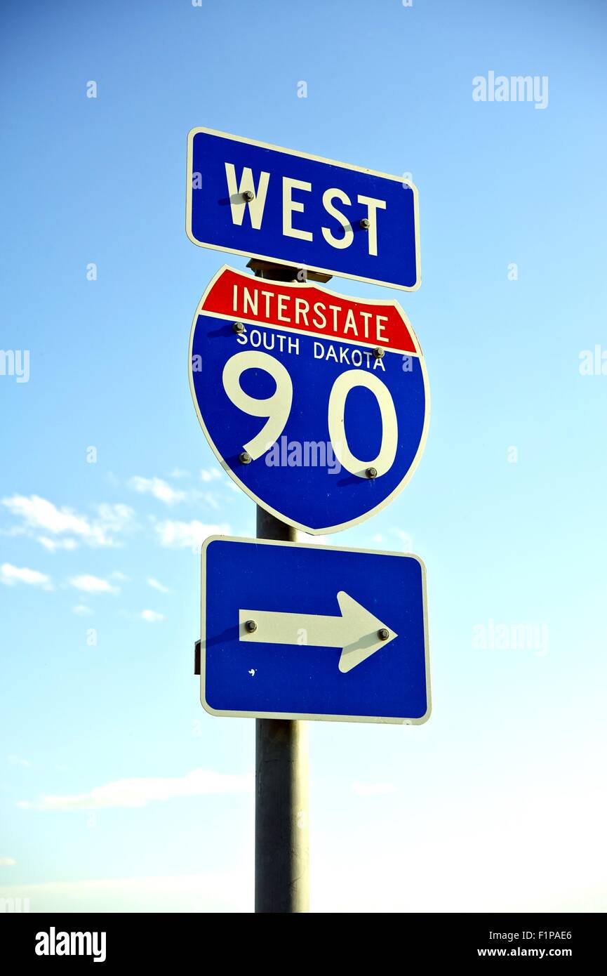 Interstate 90 West HIghway Sign. U.S.A. Vertical Photo. Transportation ...