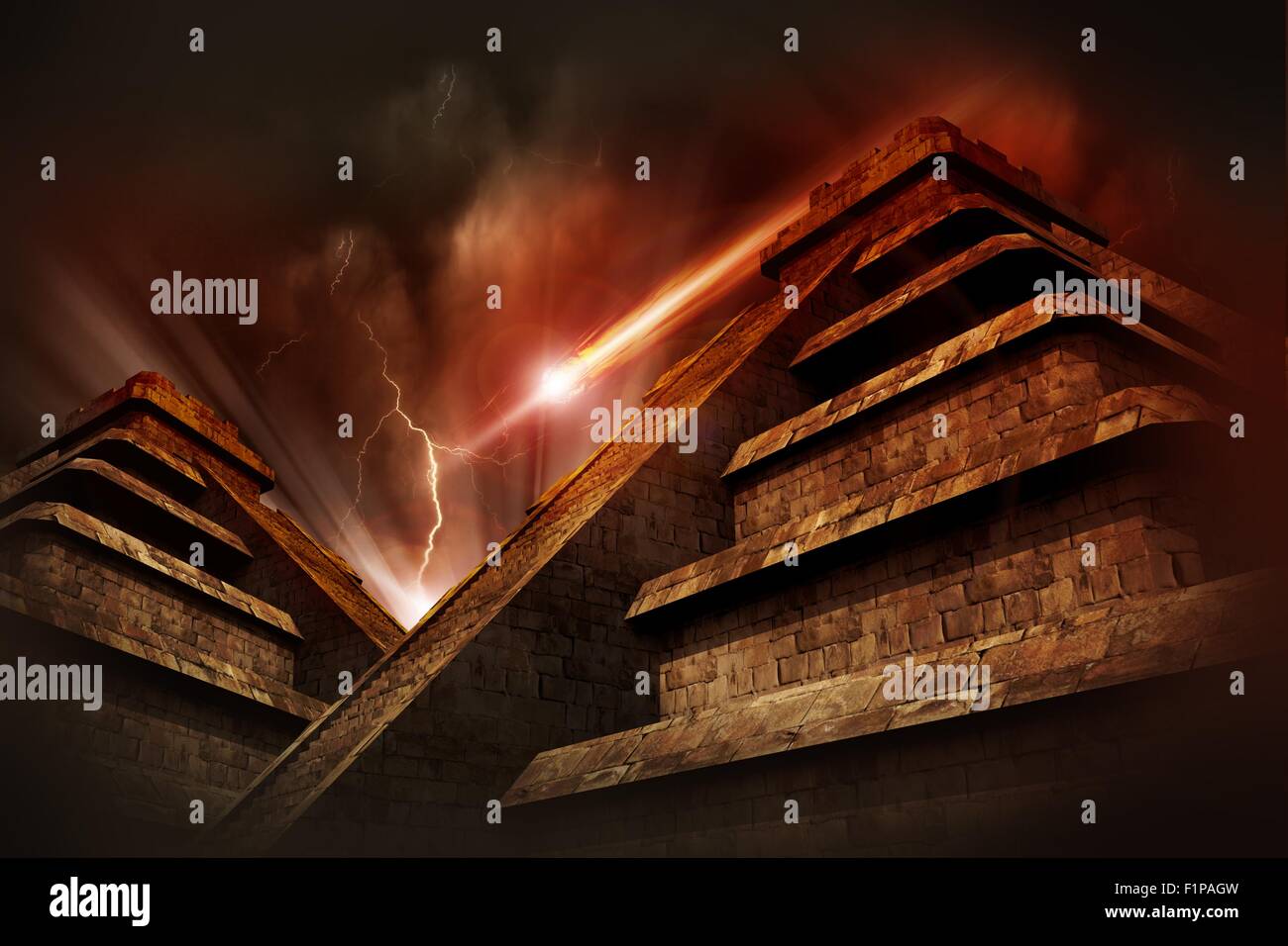 Mayan Apocalypse - Mayan Pyramids, Lightning Storm and Asteroid Coming ...