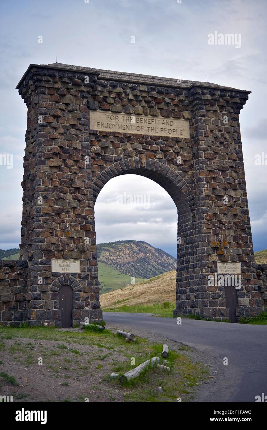 Yellowstone Stone Entrance Gate - Northern Entrance. "For The Benefit ...