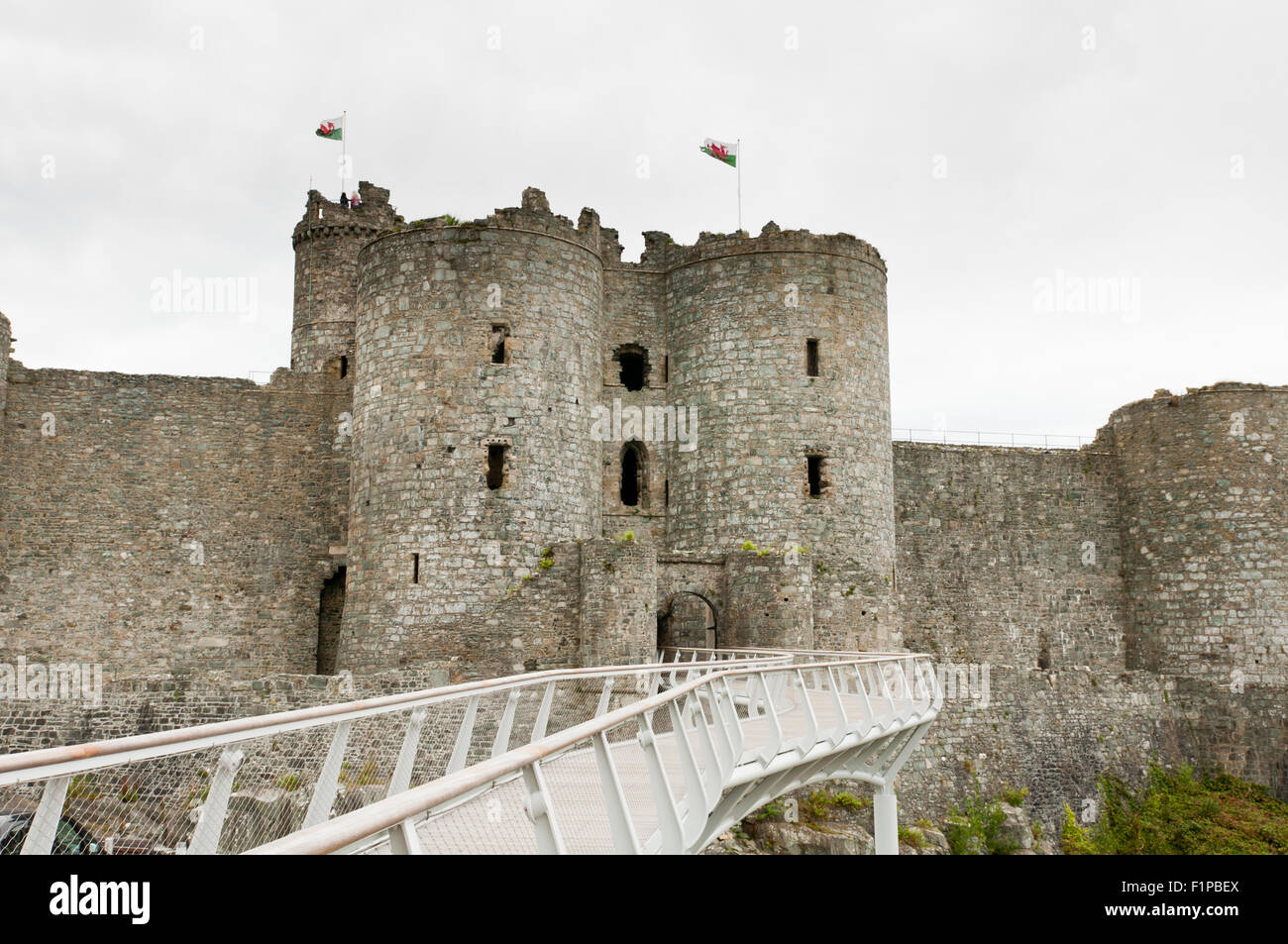 The entrance from Harlech Castle Visitor Center to the Castle gatehouse ...