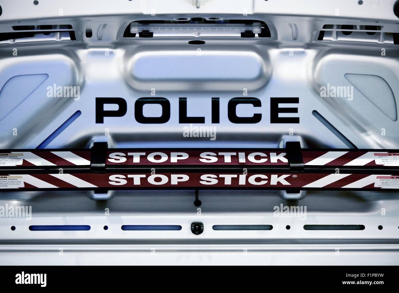 Police Trunk. Silver Body Police Cruiser Trunk Interior with Two Stop ...